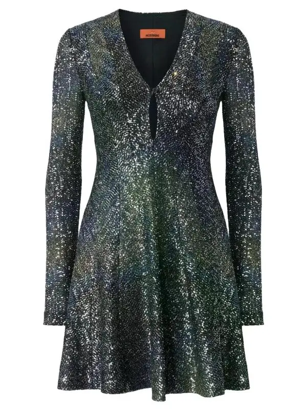 Missoni Embellished V-neck Dress - Black