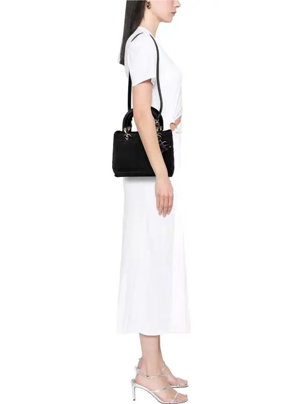 Dior 2002 Medium Nylon Cannage Lady Satchel - Black