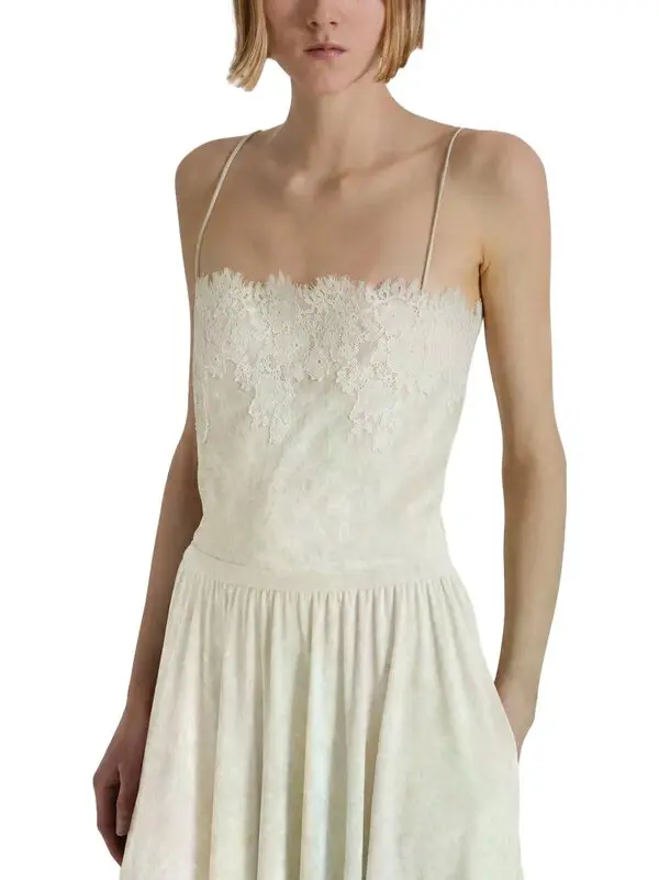 Alberta Ferretti Velvet Lace Trim Cami Top - Neutrals