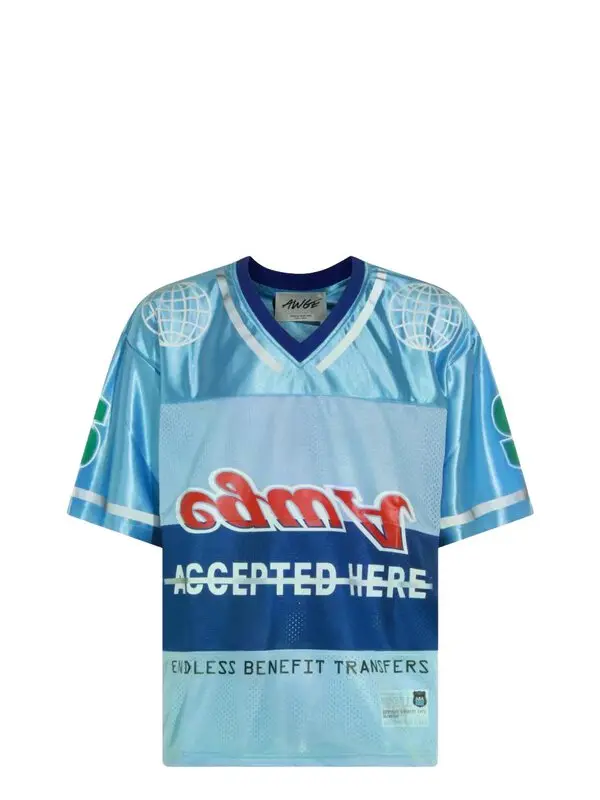 AWGE Mesh-panel Graphic Print T-shirt - Blue