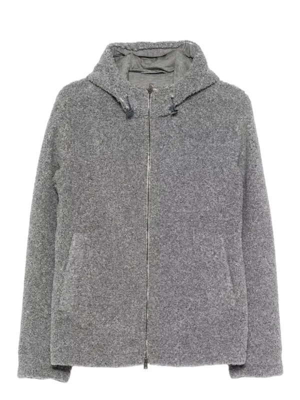 Herno Hooded Bouclé-effect Coat - Grey