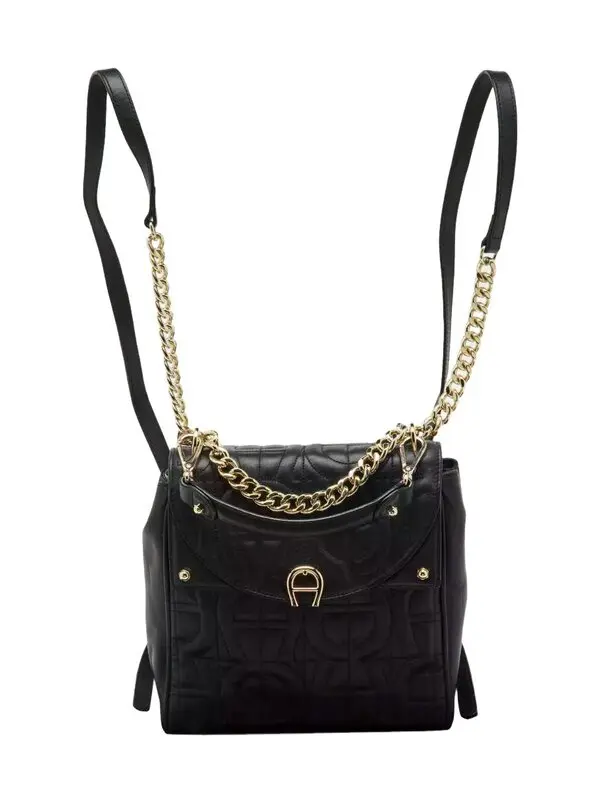AIGNER Diadora Logo-embroidered Leather Backpack - Black