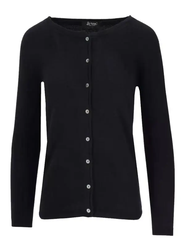 LA ROSE Cashmere Button-up Cardigan - Blue