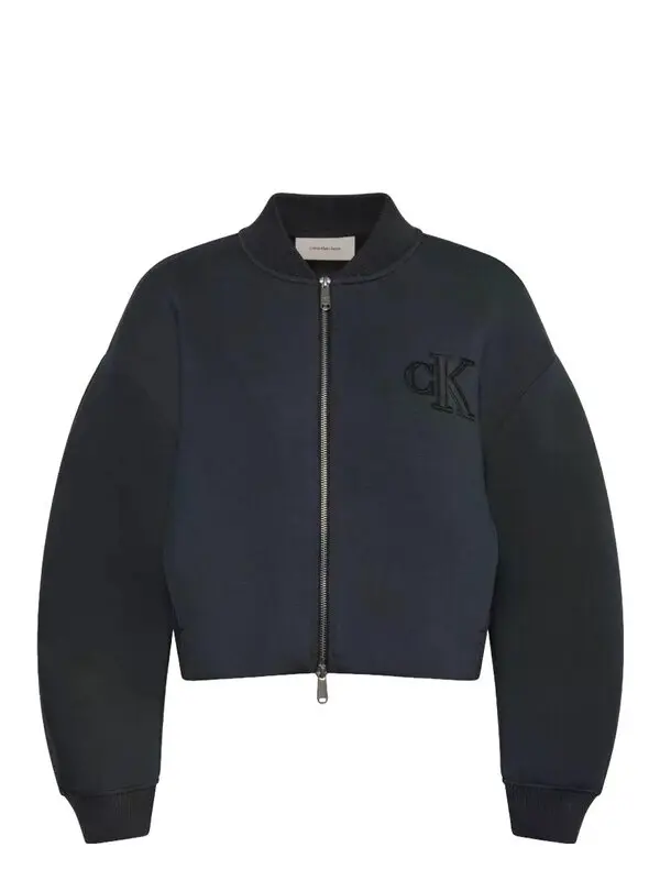 Calvin Klein Embroidered Cropped Bomber Jacket - Blue