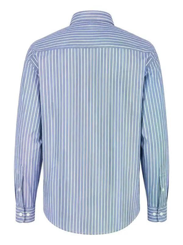 PAOLO PECORA Vertical-stripe Button-down Shirt - Blue