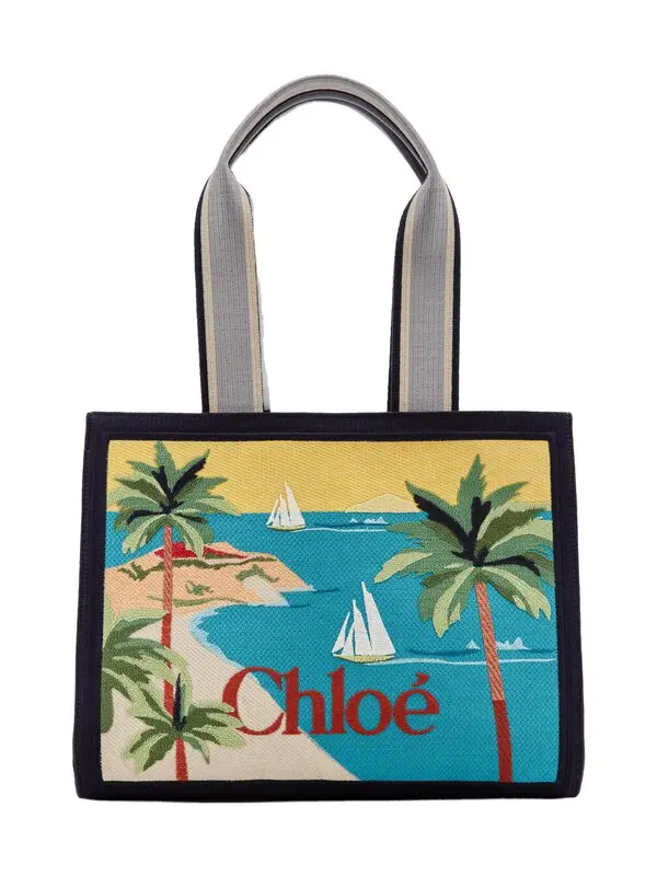 Chloé Soleil Embroidered Canvas Tote Bag - Multi