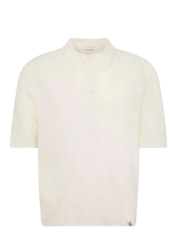 Calvin Klein Waffle-knit Polo Shirt - Neutrals