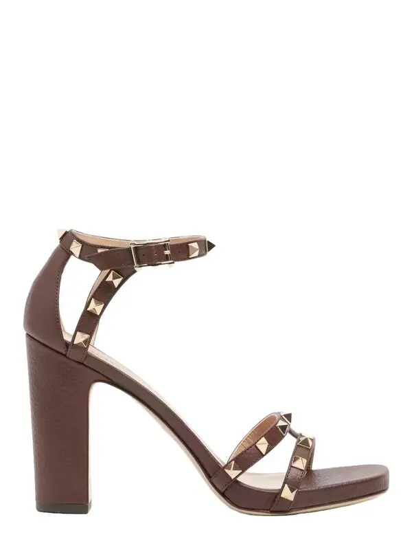 Valentino Garavani Rockstud Elk Print Calfskin Sandals - Brown