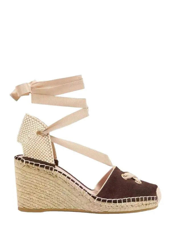 Valentino Garavani Split Leather Wedge Espadrilles - Brown
