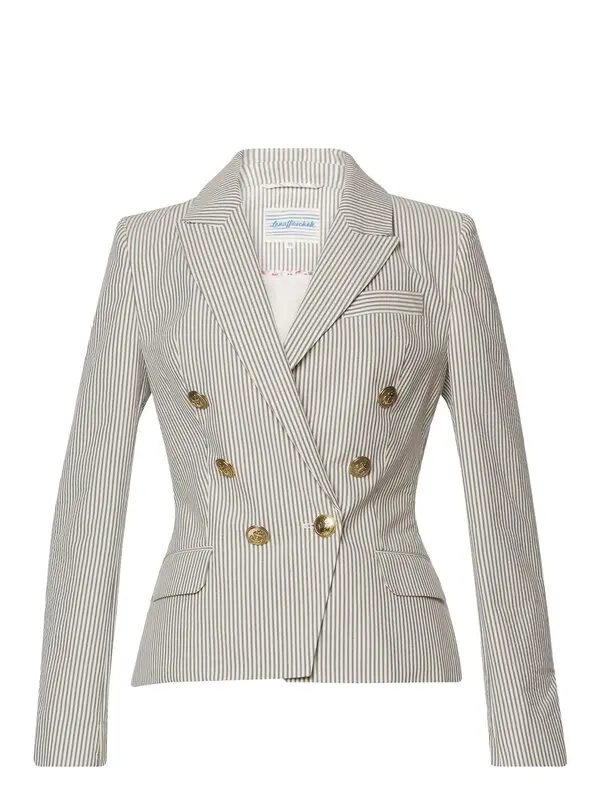 Lena Hoschek Capitano Double Breasted Cotton Blazer - Stripe