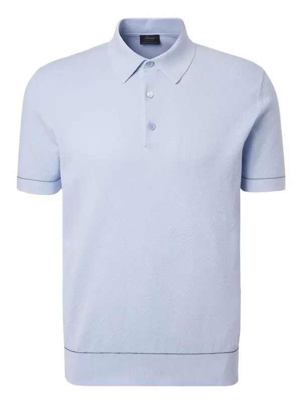 Brioni Cotton Pique Polo Shirt - Blue