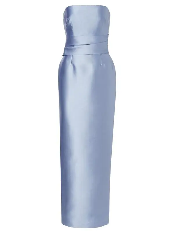 Solace London Ingrid Draped Satin Gown - Blue