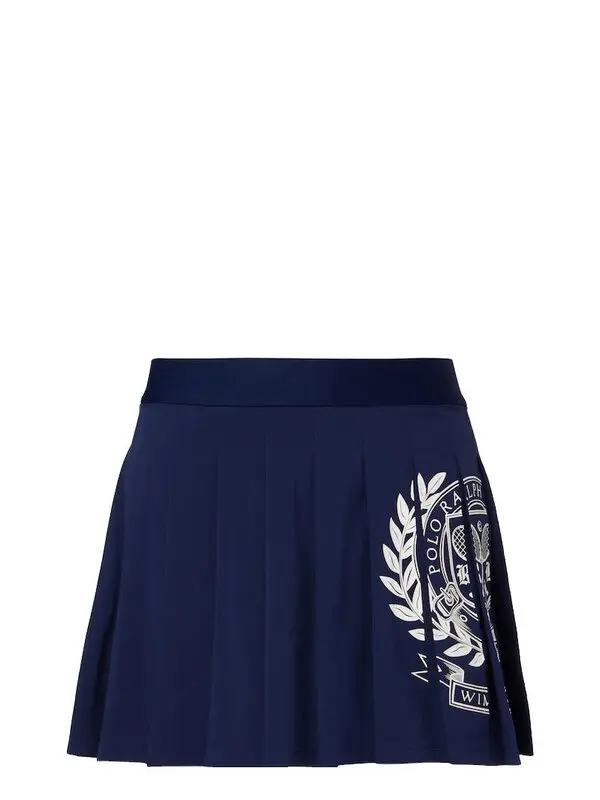 Polo Ralph Lauren Wimbledon Logo Pleated Tennis Skirt In Refined Navy - Blue