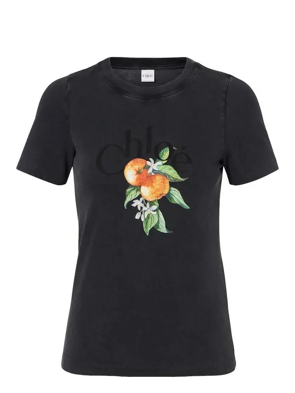 Chloé Printed Cotton T-shirt - Black
