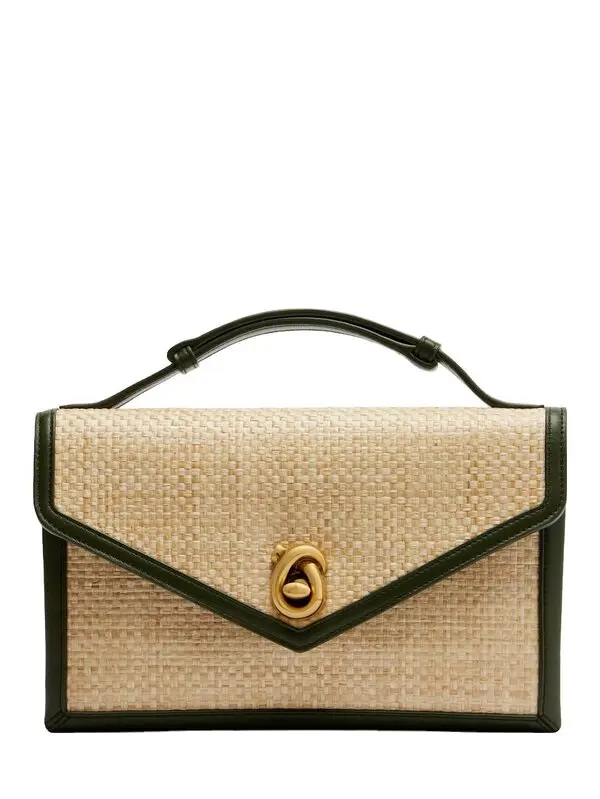 Bottega Veneta Knot Lock Raffia Top-handle Bag - Beige