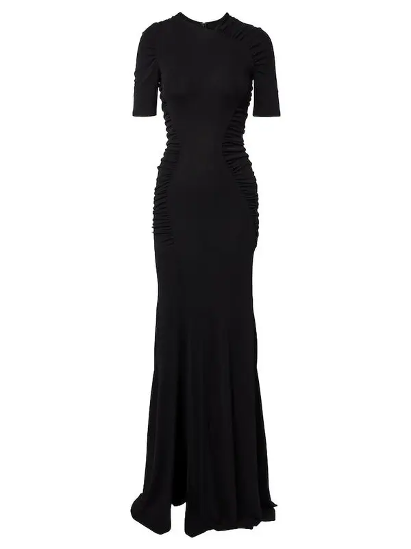 Victoria Beckham Ruched Crepe Jersey Maxi Dress - Black