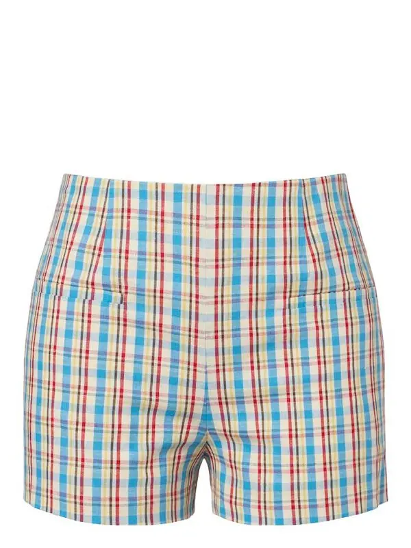 Faithfull The Brand Aurora Checked Cotton And Linen Shorts - Multicoloured