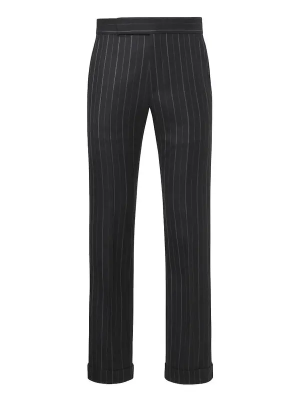 TOM FORD Striped Wool Trousers - Black