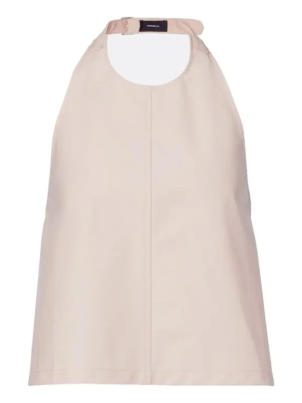 Wardrobe.NYC Halterneck Cotton-blend Top - Beige