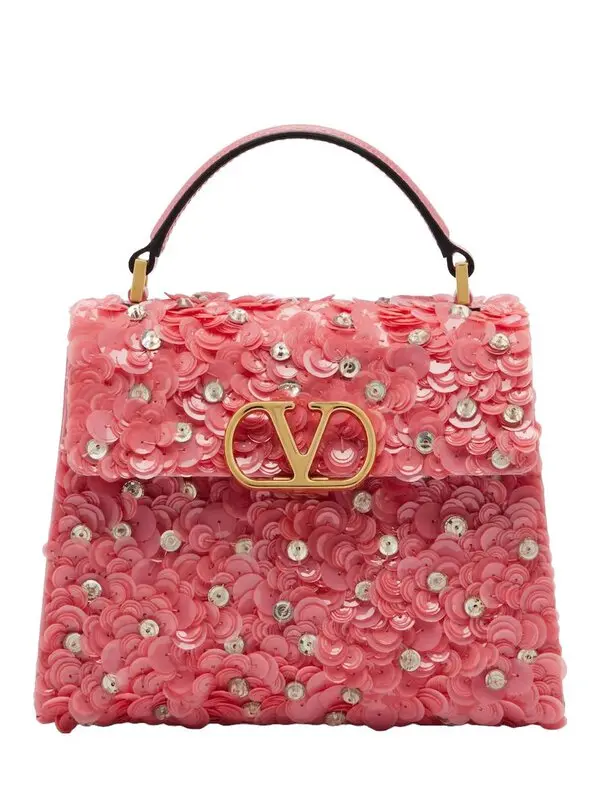 Valentino Garavani Vsling Mini Sequined Top-handle Bag - Pink