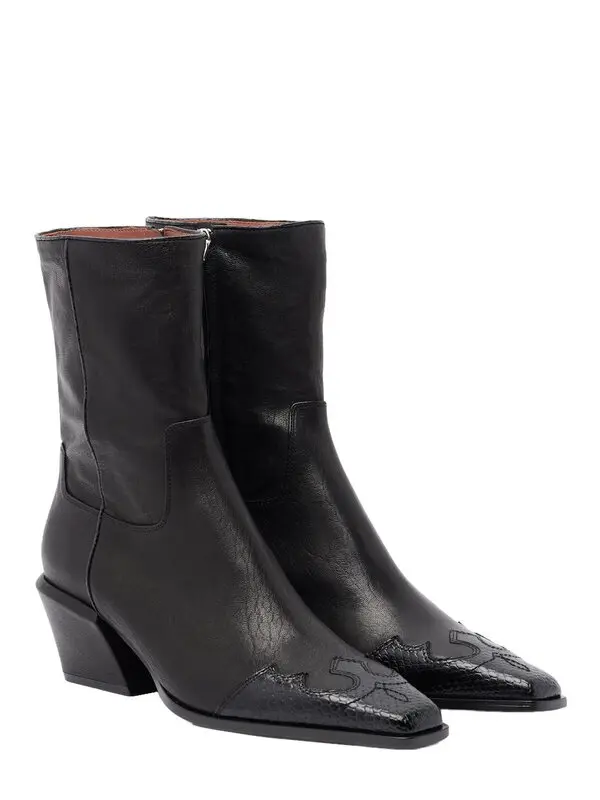 Paris Texas Bettina Leather Cowboy Boots - Black