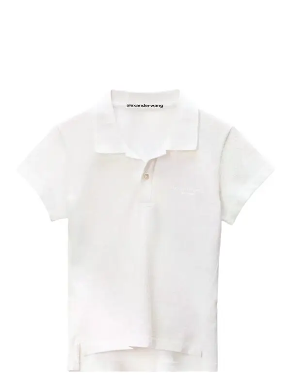 Alexander Wang Crystal-embellished Cropped Polo Top - White