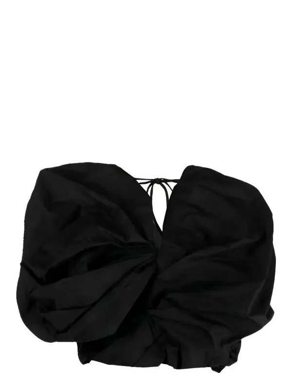 JNBY V-neck Draped Crop Top - Black