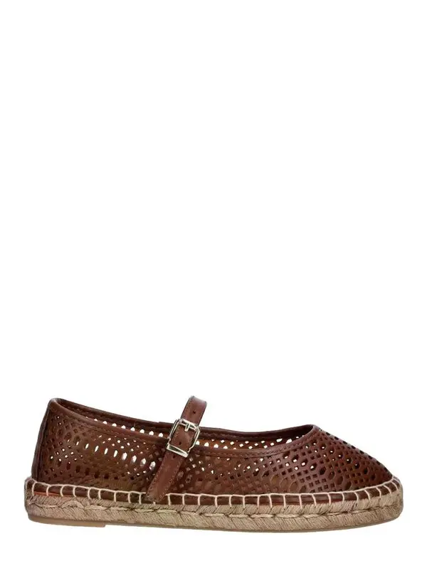 BILLI BI Perforated Leather Espadrilles With Buckle Fastening - Brown