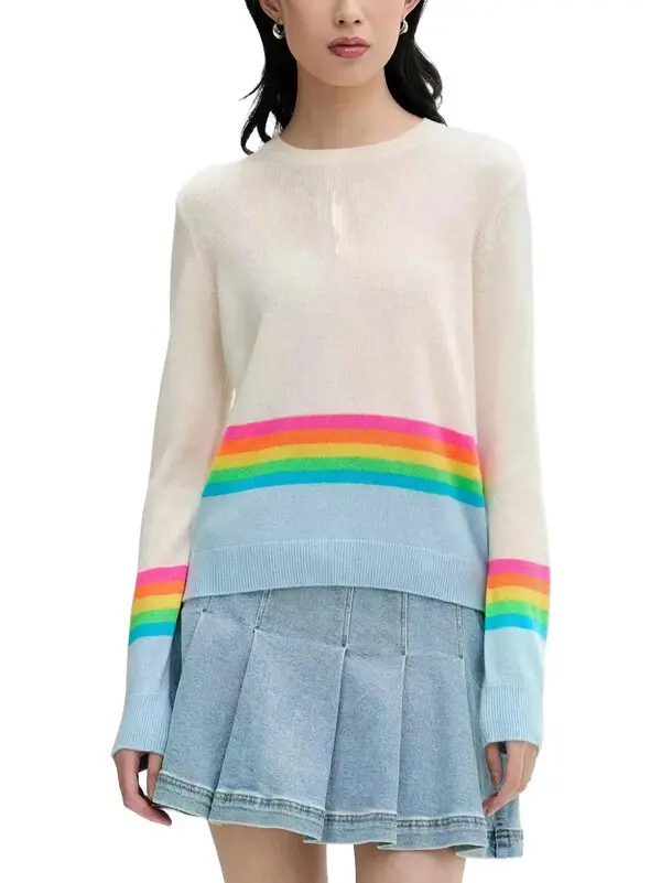 From Future Crew Neck Striped Sweater - Neutrals