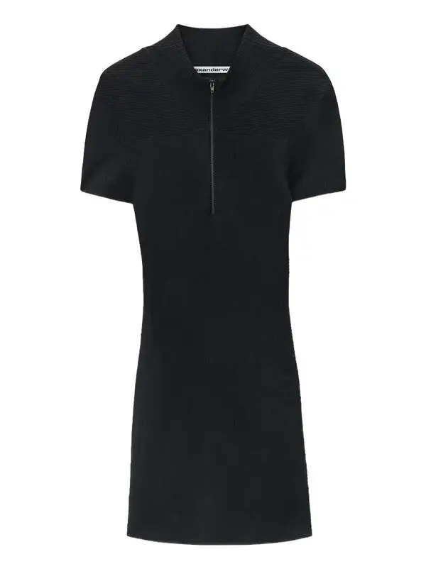 Alexander Wang Logo-tape Mock-neck Mini Dress - Black