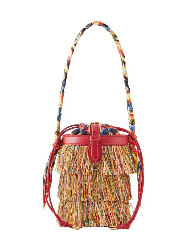 Dolce & Gabbana Capri Fringed Raffia Bucket Bag - Multi