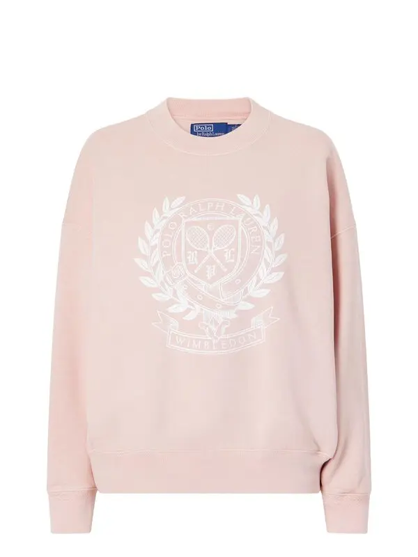 Polo Ralph Lauren Wimbledon Logo-print Cotton-blend Jersey Sweatshirt - Pink