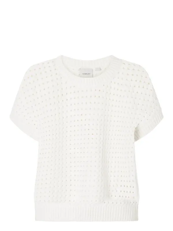 Varley Denny Open-knit Cotton-blend T-shirt - White