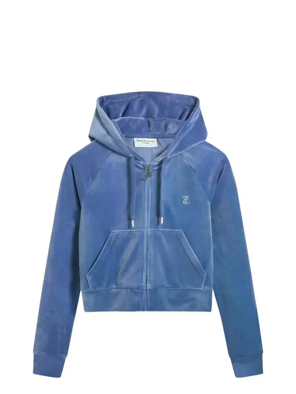 Juicy Couture Diamante-embellished Velour Hoodie - Blue