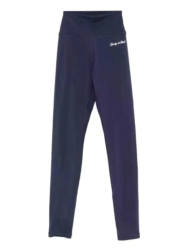SPORTY & RICH Logo-print Performance Leggings - Blue