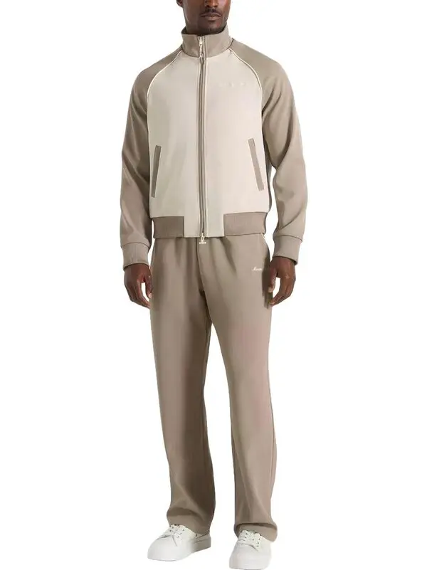Manière De Voir Signature Piped Track Jacket Taupe/beige - Neutrals