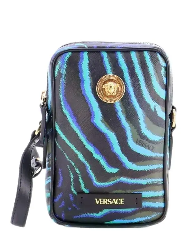 Versace Medusa Biggie Pouch Printed Leather Micro Crossbody Bag - Multicolour