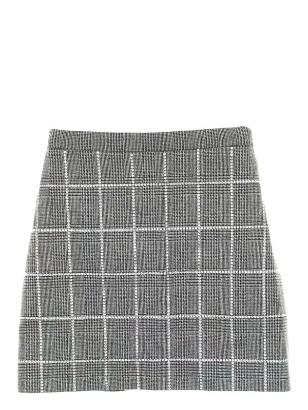 Miu Miu Rhinestone-embellished Plaid Mini Skirt - Grey
