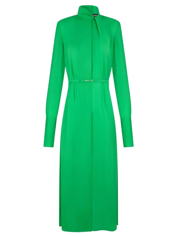 TOM FORD Silk Shirt Maxi Dress - Green