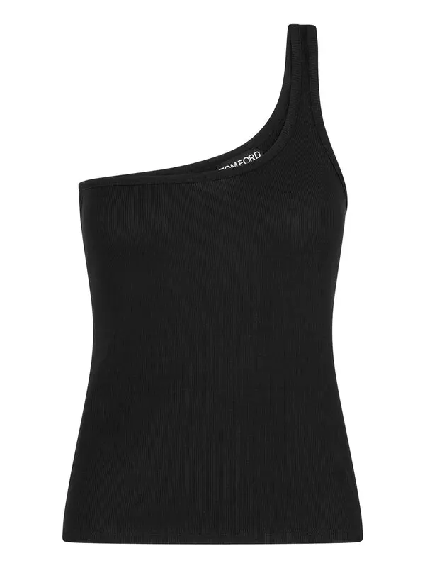TOM FORD One-shoulder Silk-blend Ribbed Tank Top - Black