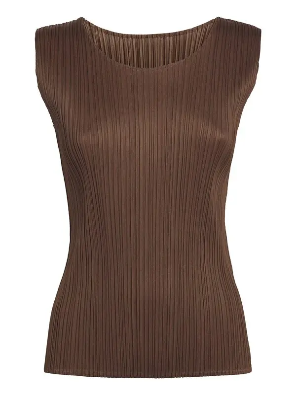 Issey Miyake Sleeveless Ribbed Tank Top - Brown