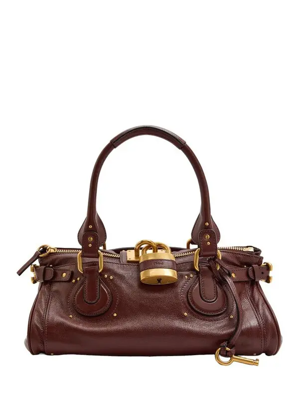 Chloé Paddington Padlock Grained Leather Shoulder Bag - Brown