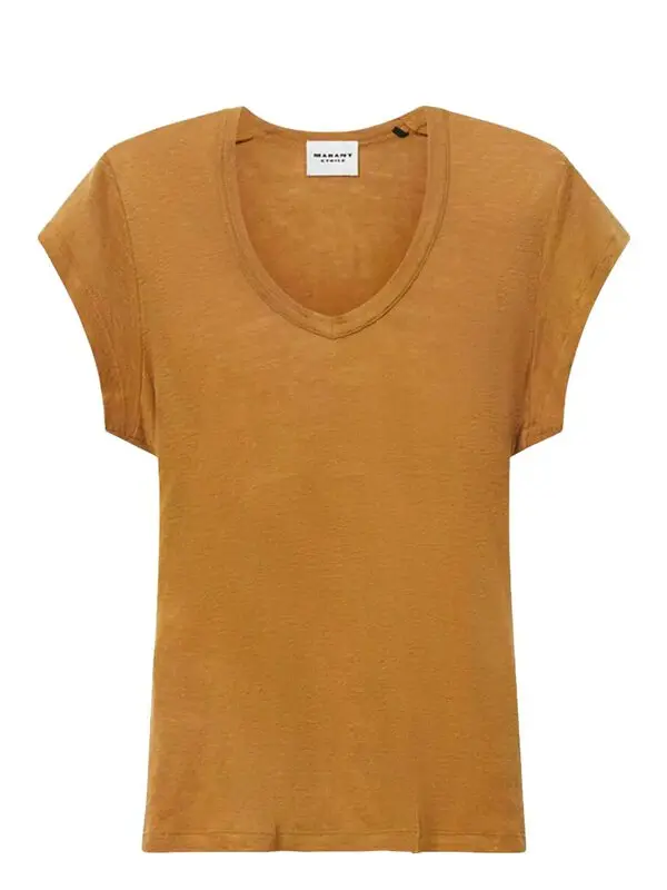 MARANT ETOILE Zankou Linen T-shirt - Brown