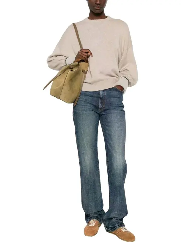 Brunello Cucinelli Monili-embellished Panelled-cuff Sweater - Neutrals