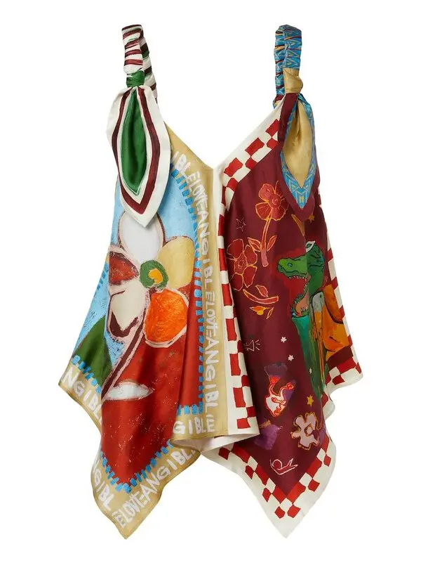 ALEMAIS Printed Silk Twill Top - Multicoloured