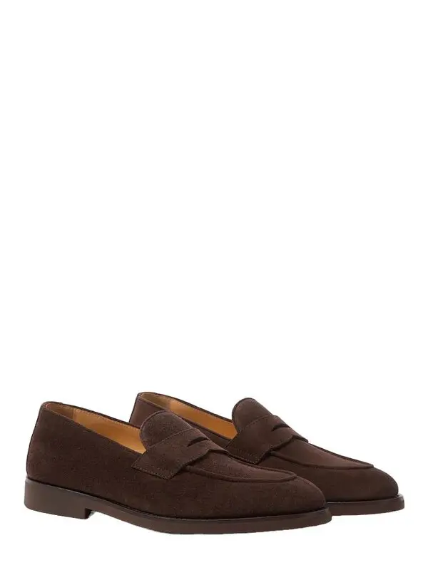 Brunello Cucinelli Suede Penny Loafers - Brown