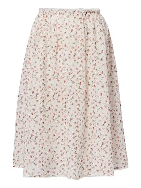 Posse Charlotte Floral Cotton Midi Skirt - Multicoloured