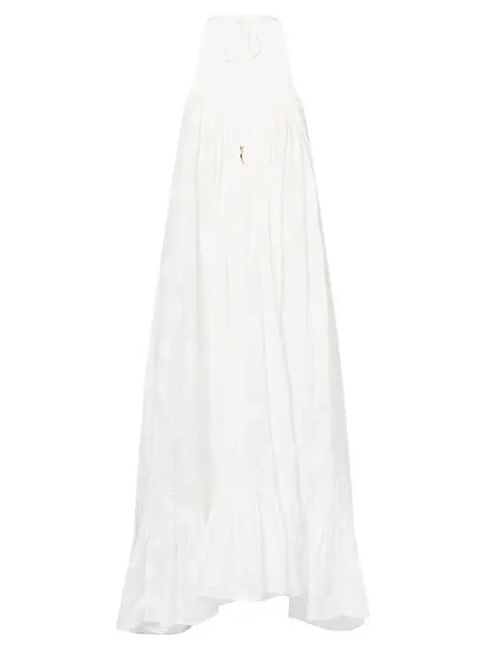 Zimmermann Solstice Sculpted V-neck Cotton Midi Dress - Ivory