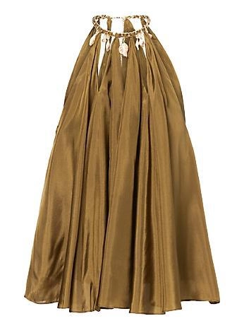 Zimmermann Halter Neck Silk Blouse With Chain Detail - Olive