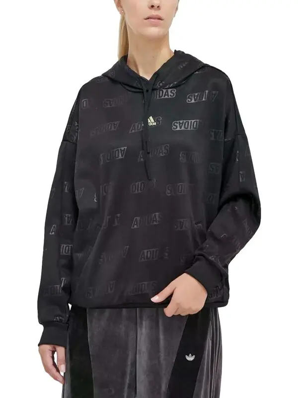 Adidas All-over Logo Print Hoodie - Black